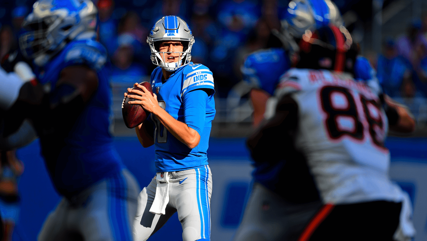 Jared Goff Stats hit 23 TDs to match career milestone, Lions survive 34 ...