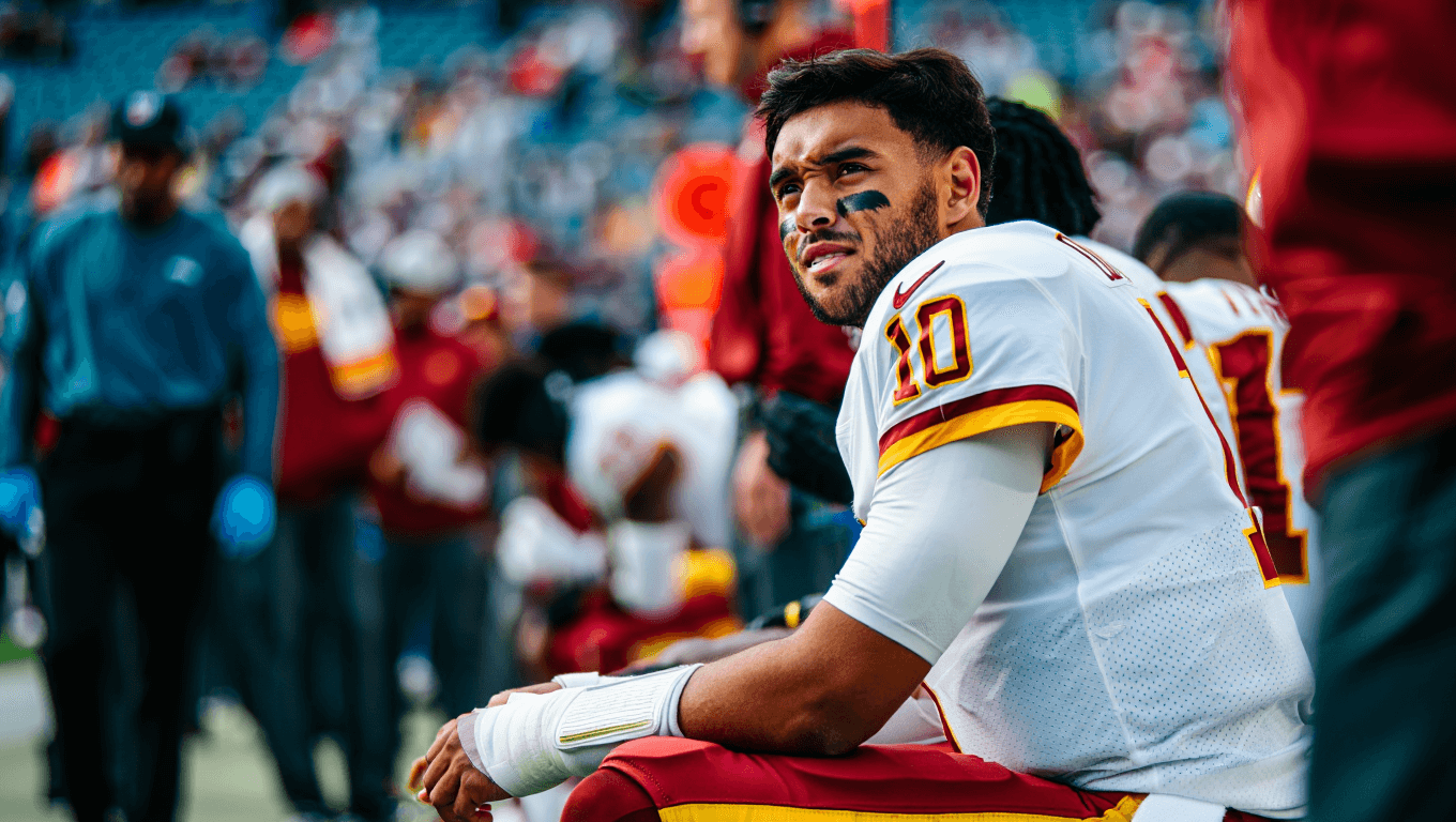 Jayden Daniels injury strikes again in third quarter today, same left ...