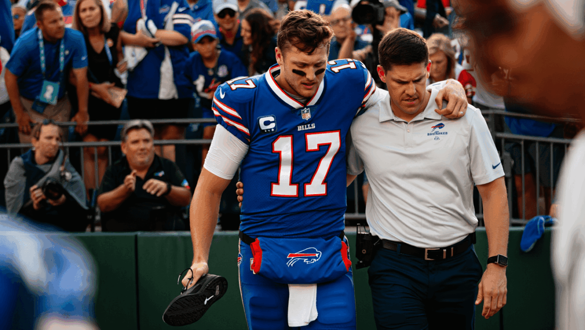 Josh Allen suffers right ankle injury with no shoe in Bills-Browns game ...