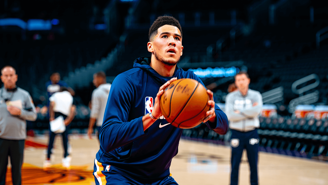 Devin Booker spotted warming up in pregame drills before NBA Cup ...